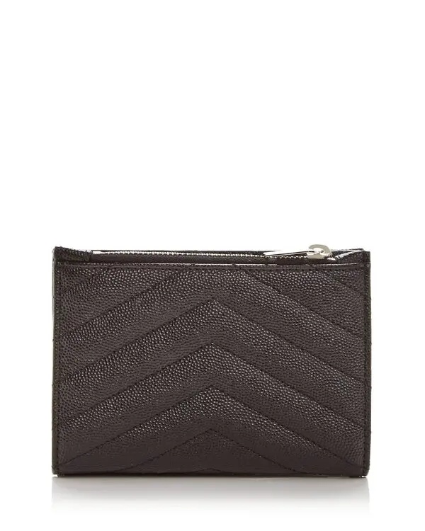Saint Laurent Cassandre Matelasse Fragments Zipped Bi-Fold Wallet